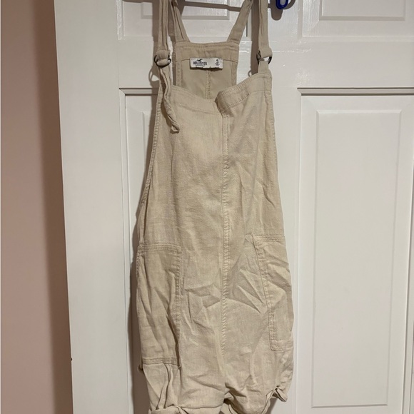 Hollister | Pants & Jumpsuits | Hollister Beige Linen Short Overalls ...